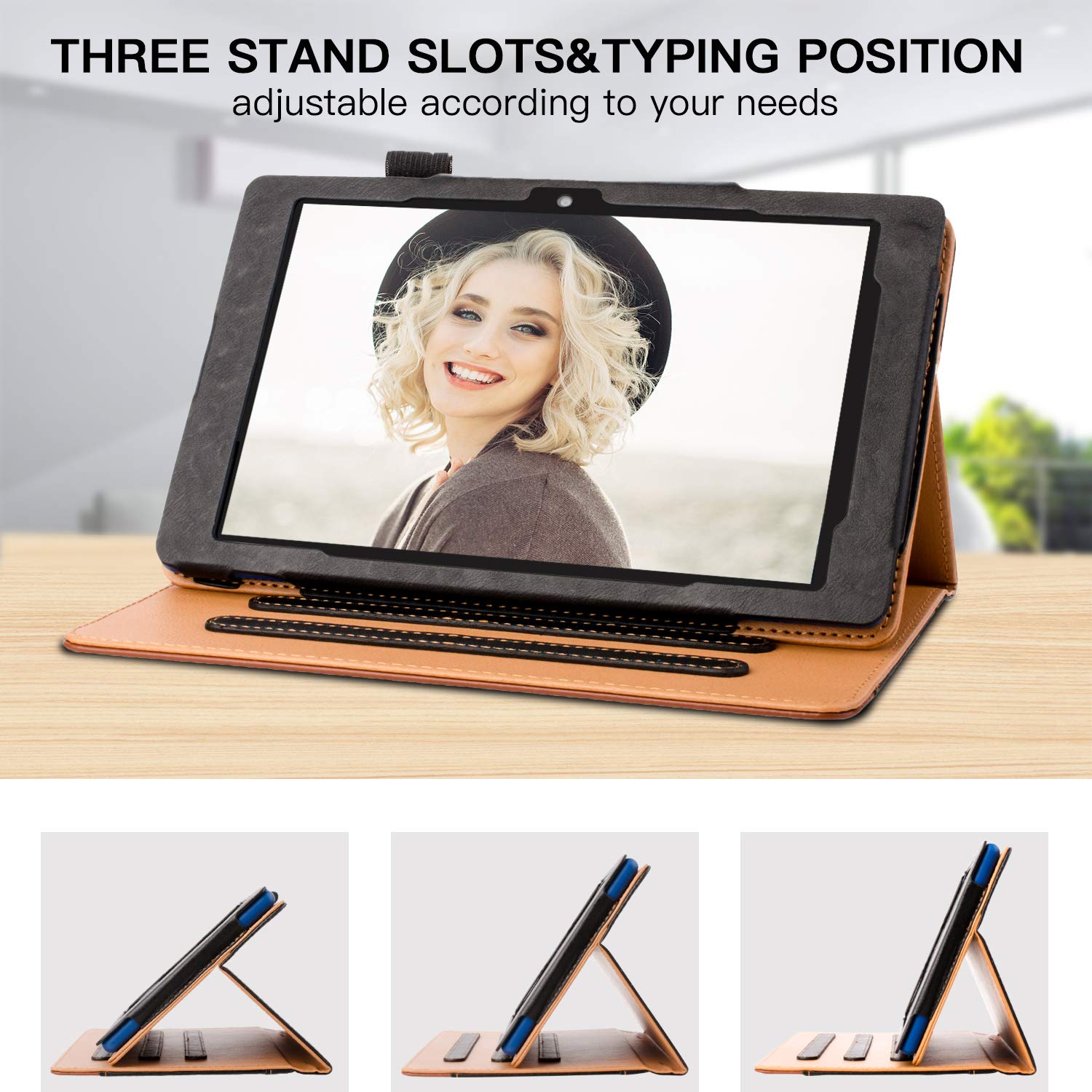 ZoneFoker Case for All-New Fire HD 8 Tablet(10th Generation,2020 Release)& Fire HD 8 Plus Tablet, PU Leather Folio Case Multi-Angle Viewing Smart Auto Wake/Sleep Cover with Stylus Holder