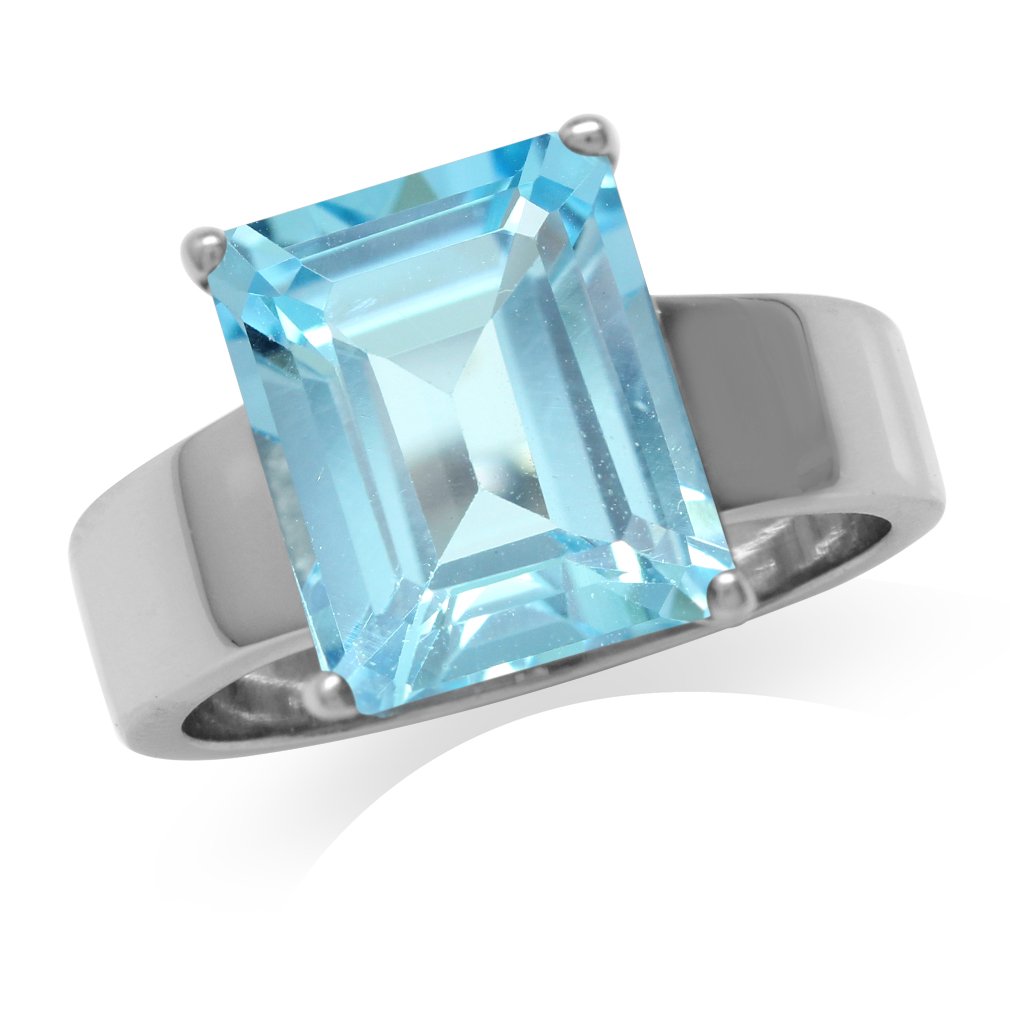 Silvershake Huge 5.63ct. Natural Emerald Green Agate White Gold Plated 925 Sterling Silver Solitaire Ring Size 7