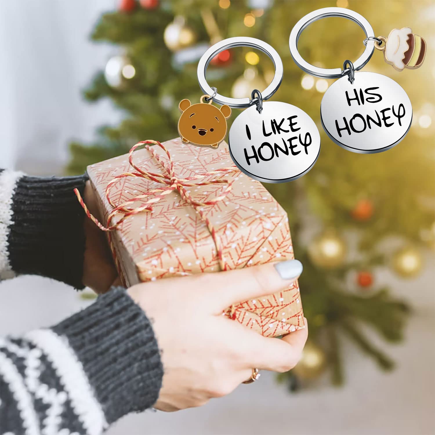 Winnie Inspired Couples Gift I Like Honey His Honey Couple Keychain Set (I LIKE HONEY US)