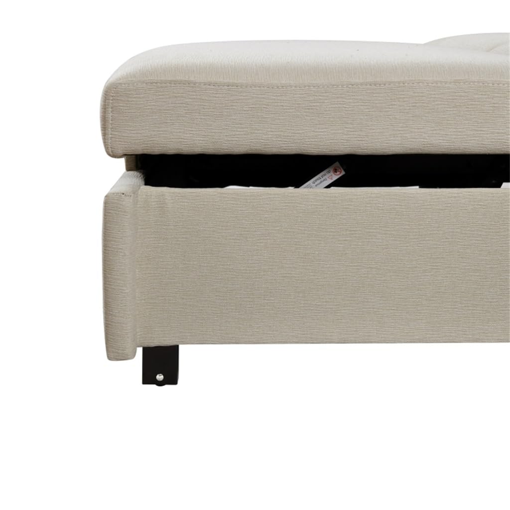 SLNFXC Beige 3 in 1 Convertible Sleeper Sofa Bed Fabric Loveseat Futon Sofa Couch W/Pullout Bed,for Living Room Furniture