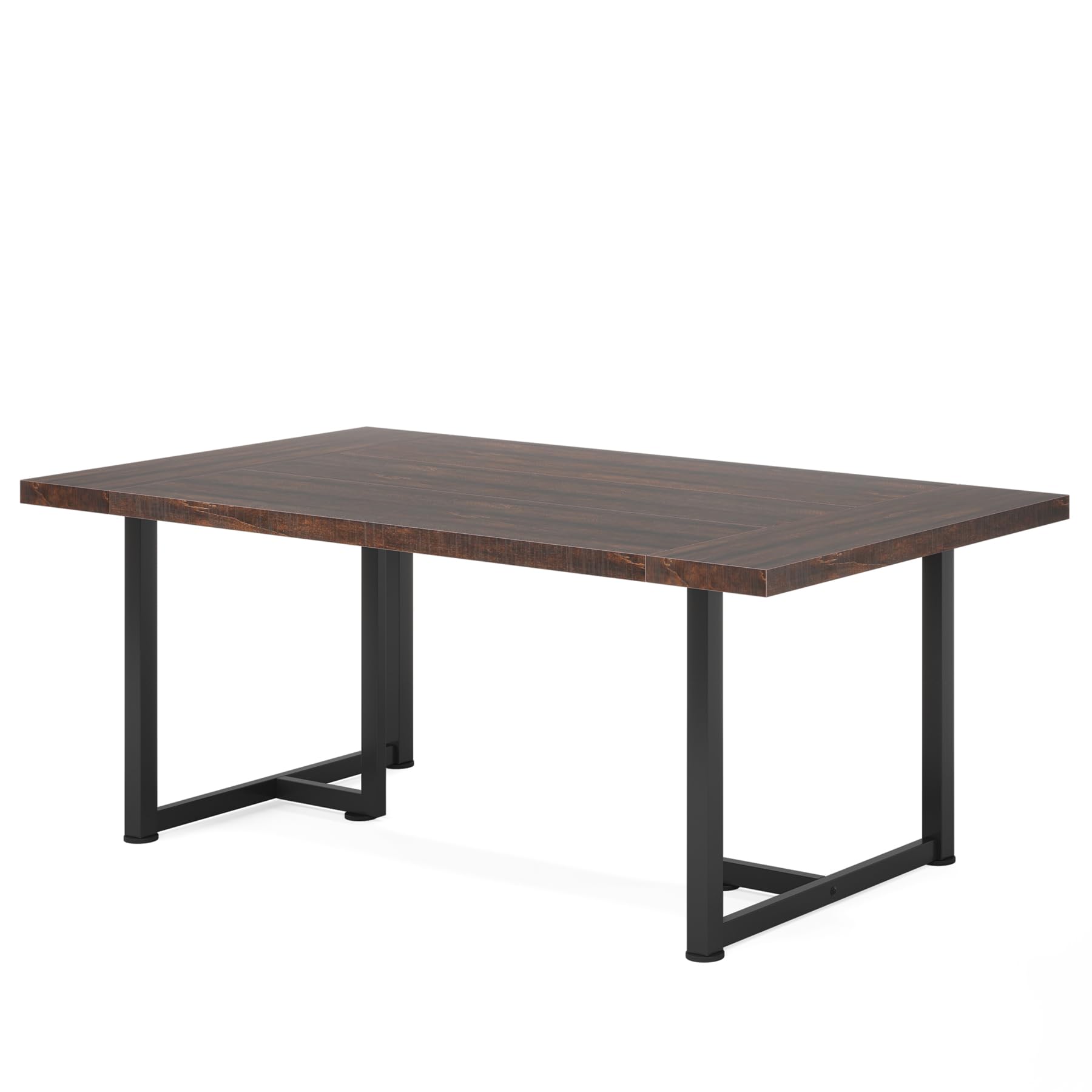 Tribesigns Dining Table for 6, Rectangular Dining Table with Strong Metal Frame, 63-inch Industrial Wood Kitchen Table for Dining Room, Home Furniture (Rustic Brown & Black)