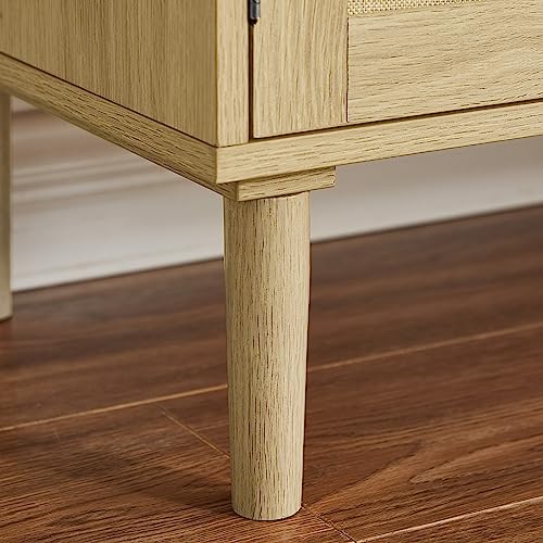 Tiophome Sideboard Buffet Cabinet Kitchen Storage with Shelf and Fabric Covered Panels, Mid-Century 2-Door Accent Chest, Liquor Cabinet for Bar Hallway, Cupboard Console Table 31.5X 15.8X 34.6 Inches