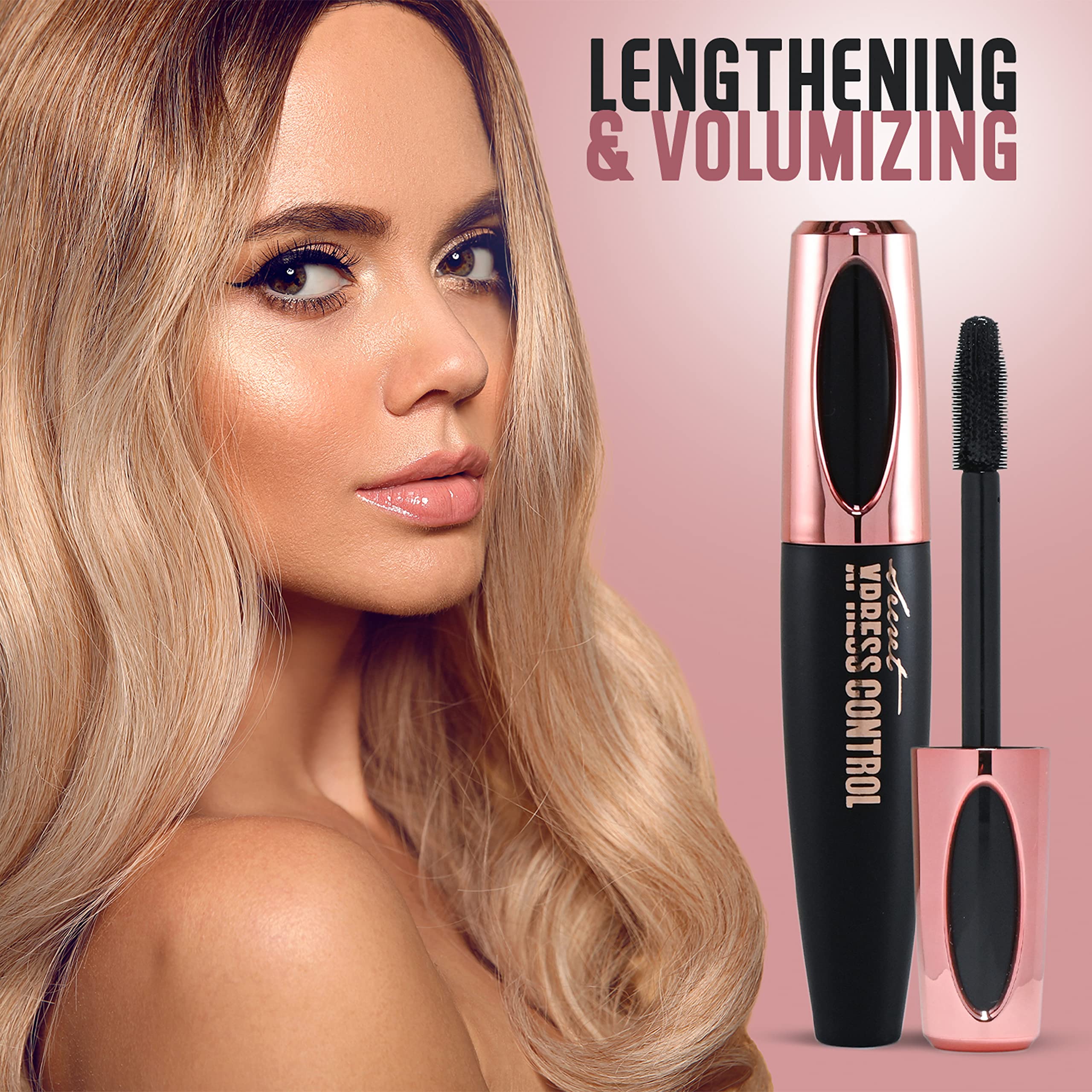 Secret Xpress Control 4D Silk Fiber Lash Mascara, Lengthening and Thick, Long Lasting, Waterproof & Smudge-Proof, All Day Exquisitely Full, Long, Thick, Smudge-Proof Eyelashes (2 Pack)