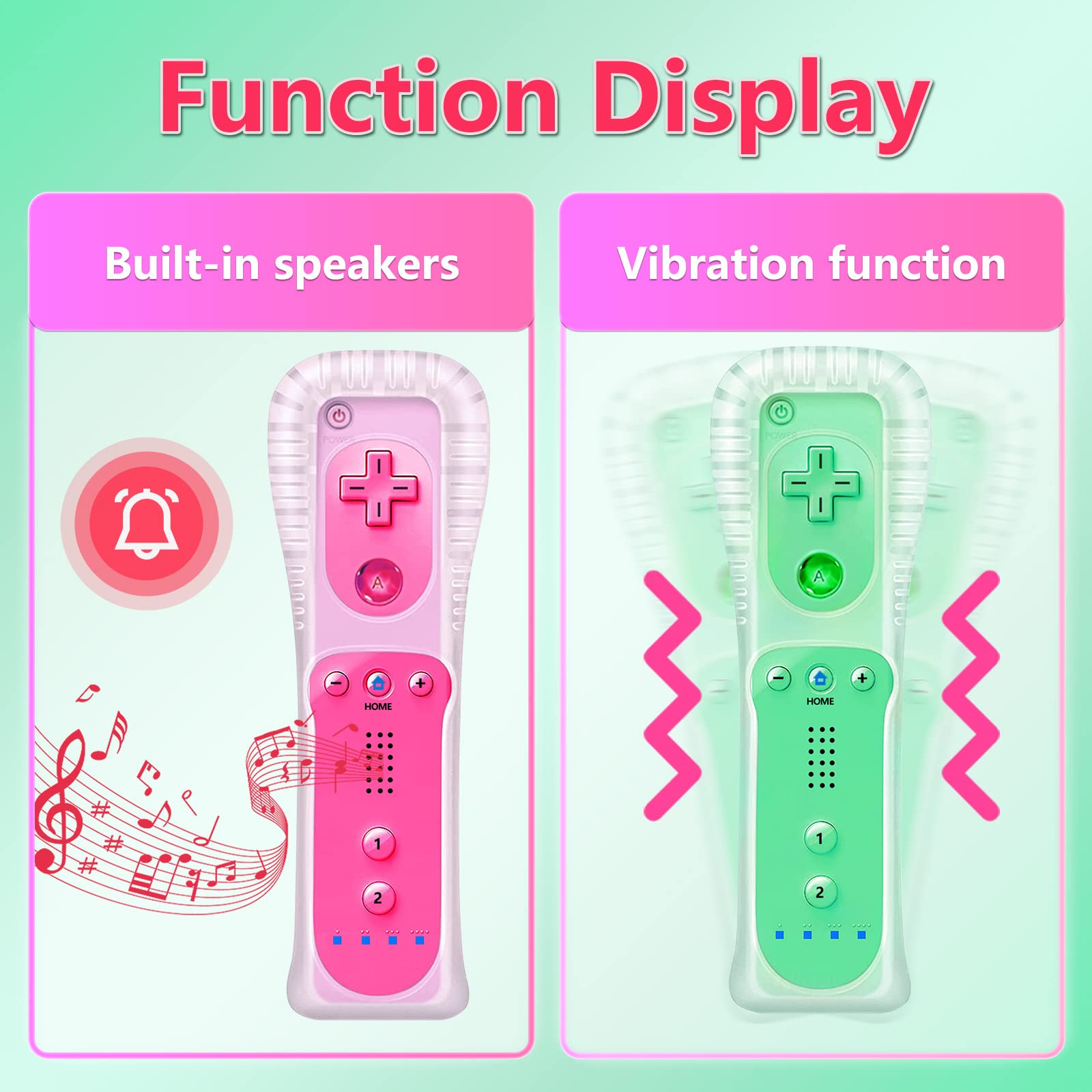 Wii Controller, KDYGPDCT 2 Packs Wii Controller and Wii Nunchuck for Wii and Wii U Console, with Silicone Case and Wrist Strap (Ice Blue + Purple)