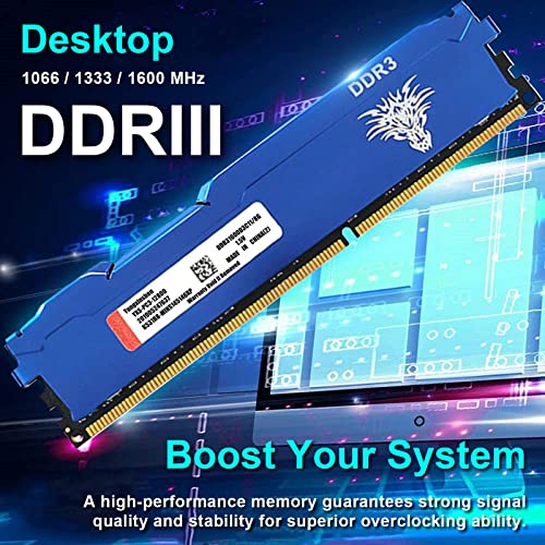 Yongxinsheng DDR3 4GB Desktop RAM 1600MHz PC3-12800 UDIMM Non-ECC Unbuffered 1.5V 2Rx8 Dual Rank 240 Pin CL11 PC Computer Memory Upgrade Module (Blue)