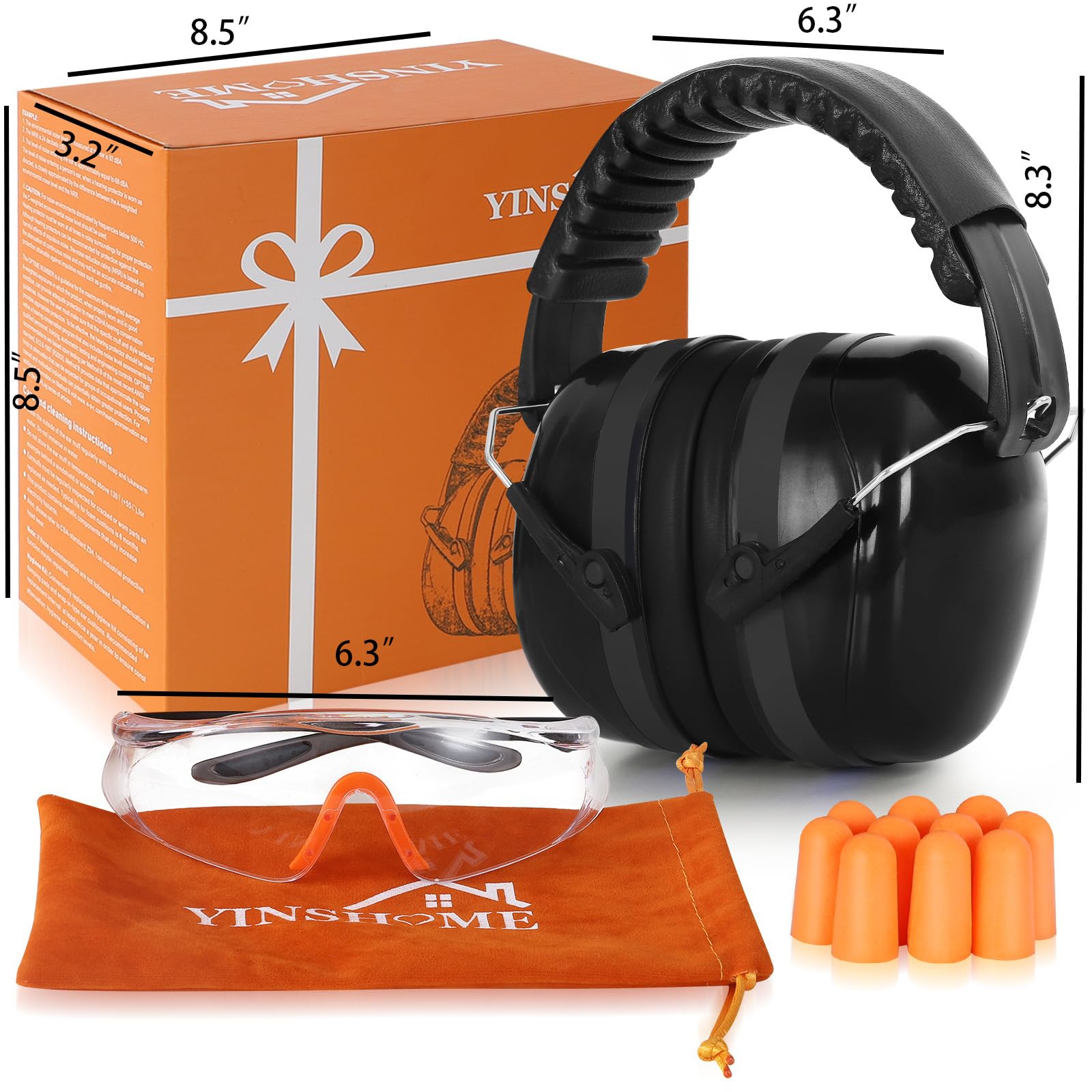YINSHOME Shooting Ear Protection Earmuffs, Ear protection for gun range, Shooting Glasses, earmuffs for shooting range