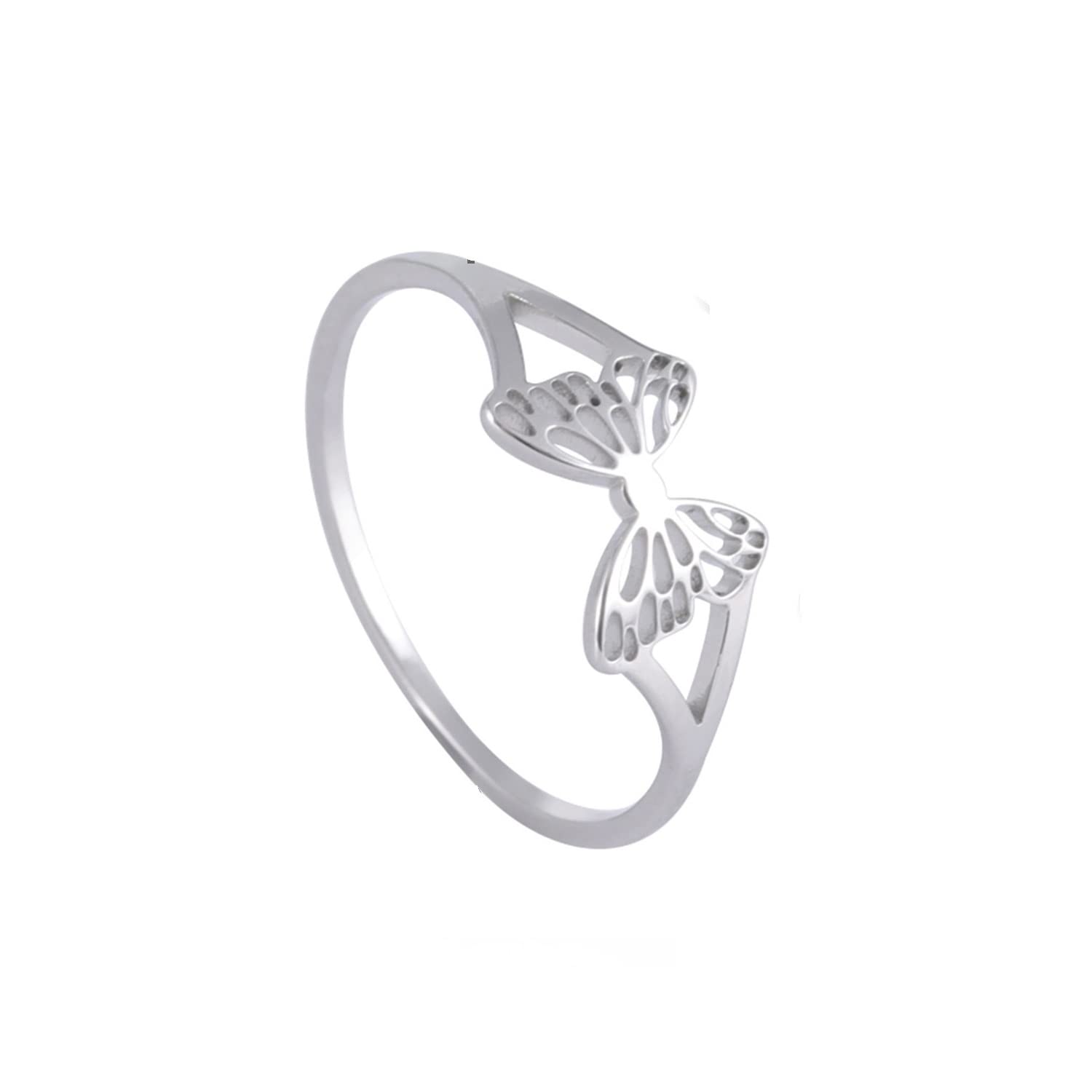 tenghong2021 Fashion Dainty Butterfly Ring Stainless Steel Classic Style for Women Best Gift for Birthday Christmas Valentine's Day-10