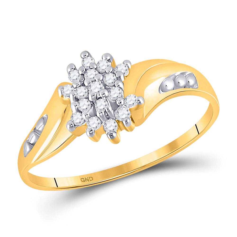 The Diamond Deal 10kt Yellow Gold Womens Round Diamond Cluster Ring 1/8 Cttw