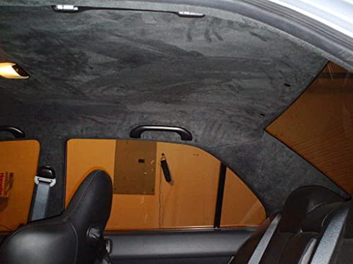 Suede Headliner Fabric with Foam Backing Material Automotive Micro-Suede Headliner Roof Fabric for Car RV Boat Home Interior Replacement Repair 60" Wide - Black, 36" L×60" W 1