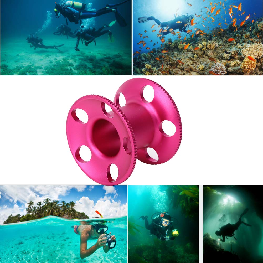 WNSC Durable Aluminum Alloy Finger Reel, Finger Spool, Lightweight Finger Control Reel, Empty Easy to Use Line Tool for Freediving Snorkeling(red)
