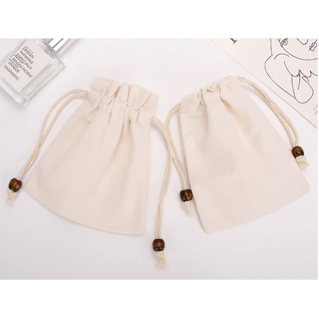 YOOYEH Washable Cotton Drawstring Bags Muslin Sachet Bag Reusable Produce Bags Herbal Bags DIY Tote Gift Bag for Candy Storage