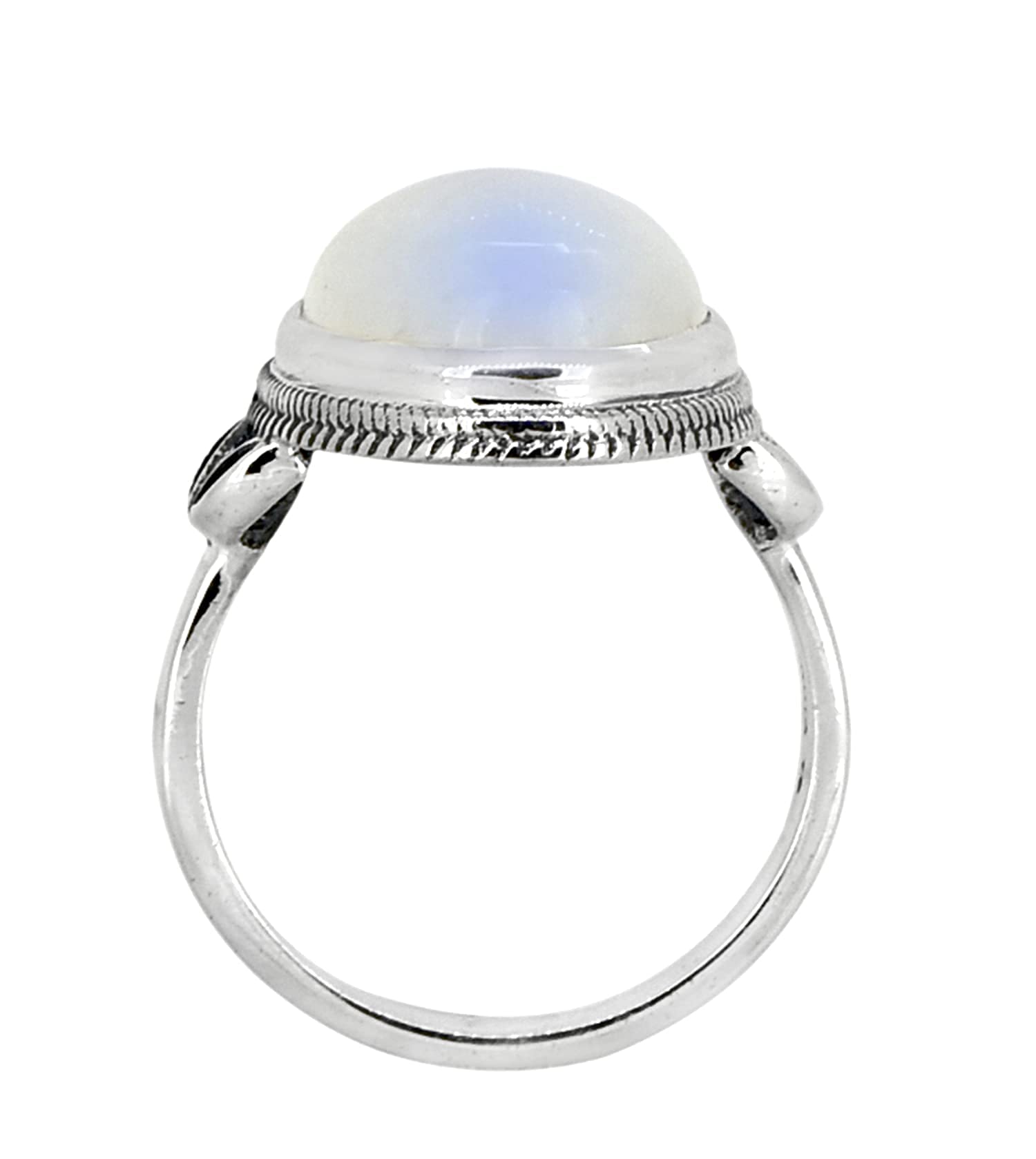 YoTreasure Rainbow Moonstone Solid 925 Sterling Silver Statement Ring Jewelry