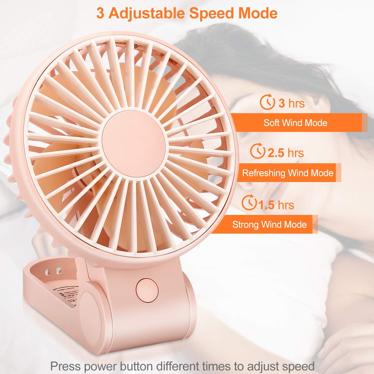 TriPole Mini Handheld Fan USB Portable Fans Rechargeable Battery Operated Foldable Desk Fan 3 Speed Hanging Personal Fan for Home Office Indoor Use Outdoor Travel