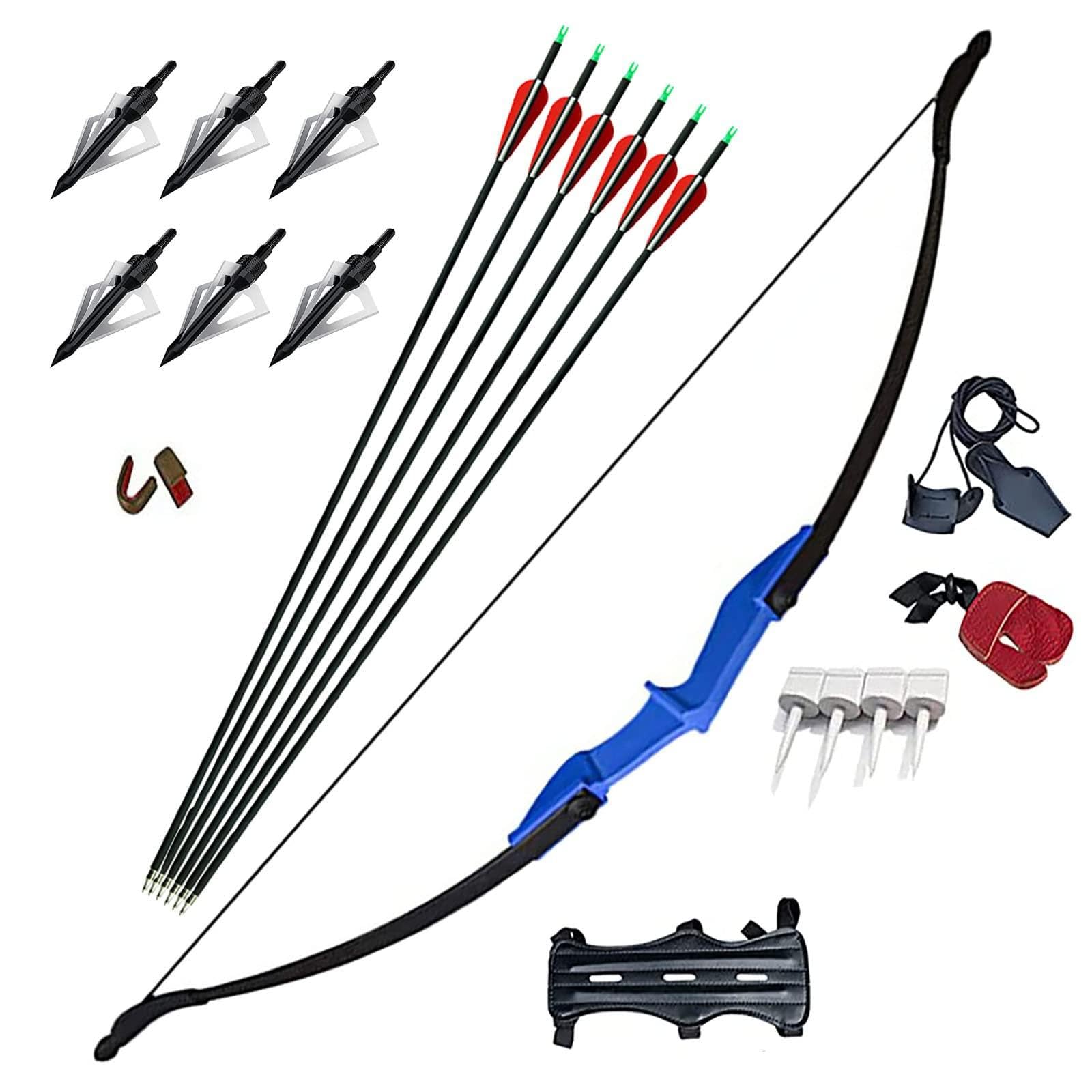Vogbel Archery Bow and Arrows Set for Adults 53" Takedown Recurve Bow Left/Right Hand Longbow Kit for Beginner Outdoor Shooting Training Practice(Black, 30lb)