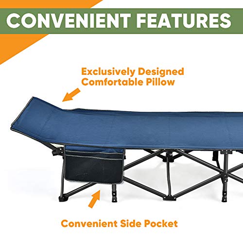 SNNERTY Folding Bed, Blue Camping Bed, Crib, Suitable for Camping Hiking Garden Beach Vacation and Family Rest