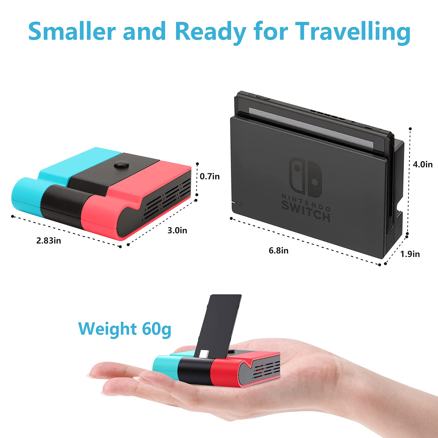 Volantech Switch Dock for Nintendo Switch, TV Docking Station Switch Dock Replacement Foldable TV Dock Station Portable with 4K HDMI TV Adapter and USB 3.0 Port