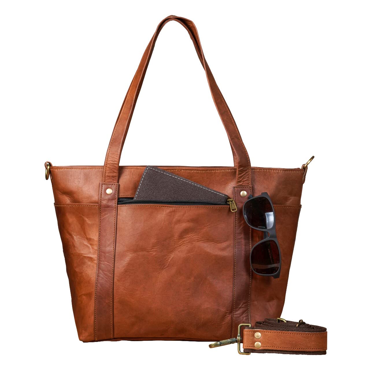 Vintage Genuine Leather Women's Tote Shoulder Crossbody Handbag Valentine Gift Shopper Brown Office Casual Purse Bag for Perfect Travel Everyday Stylish Handbag With Adhustable & Detachable Strap