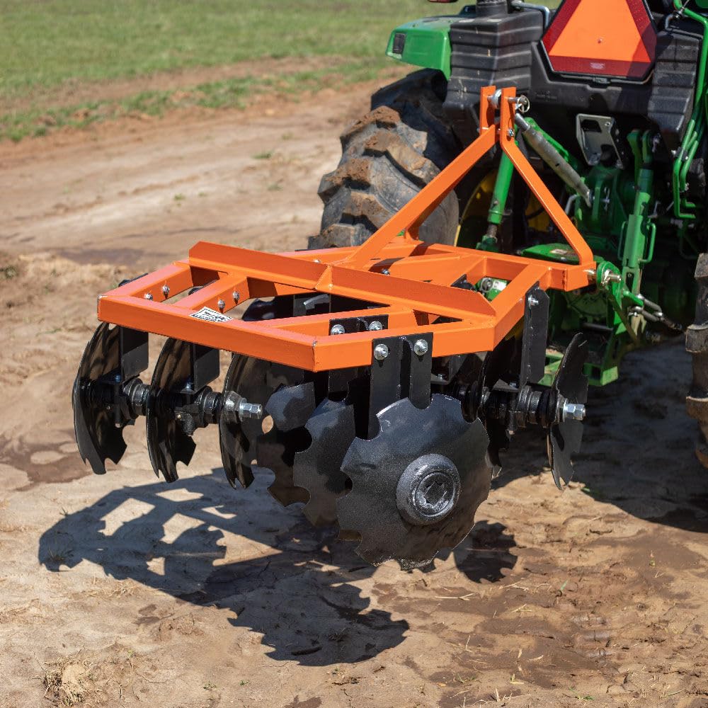 Titan Attachments 4 FT Notched Disc Harrow Plow, Category 1, 3 Point, for Kubota New Holland Tractors