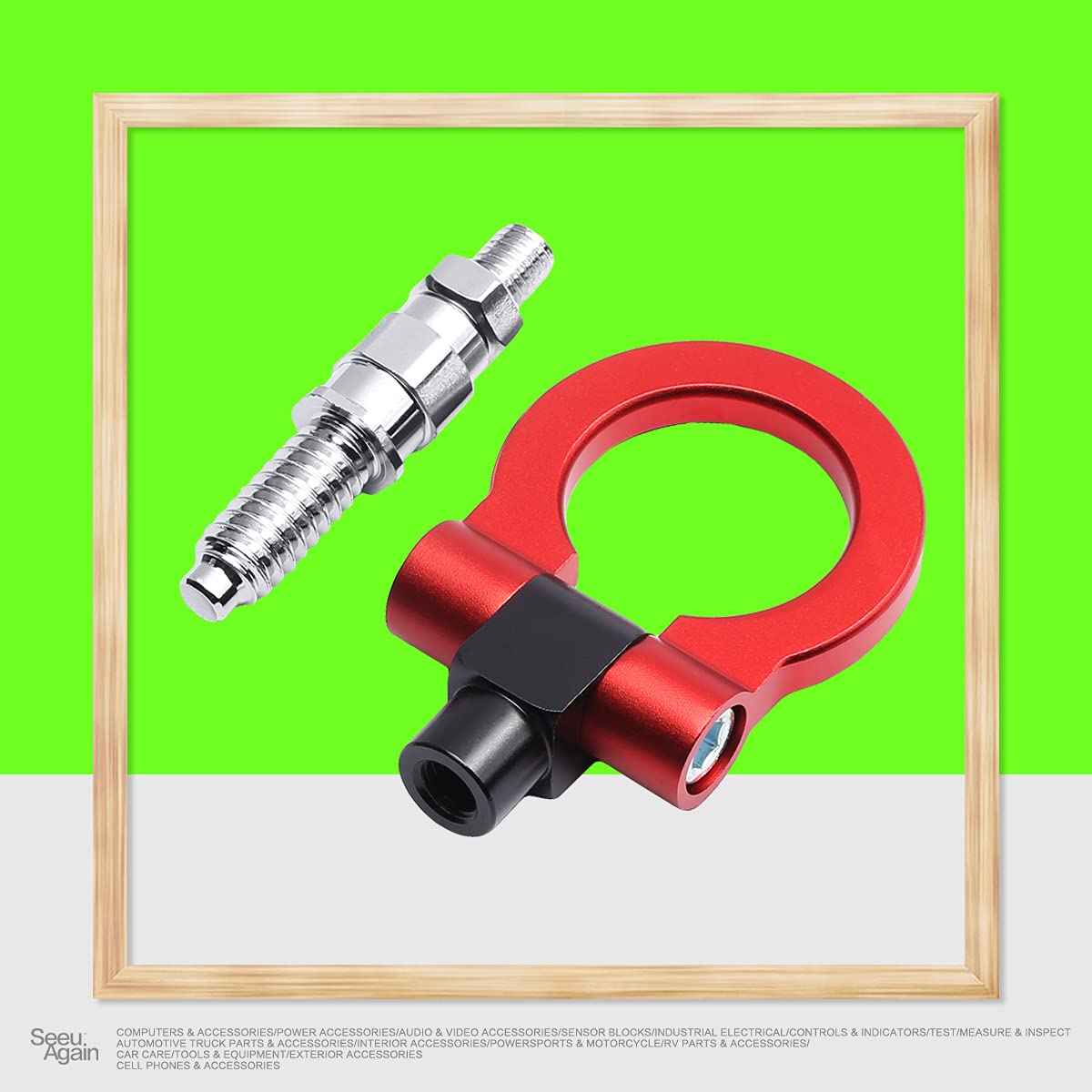 SEEU. AGAIN Track Racing Style Tow Hook Towing Eye CNC Aluminum Screw On Front Rear Bumper Replacement for 3 Series E36 E46 E90 E91 E92 E93 318 320 323 325 328 330 335 M3 1992 to 2012 (Red)