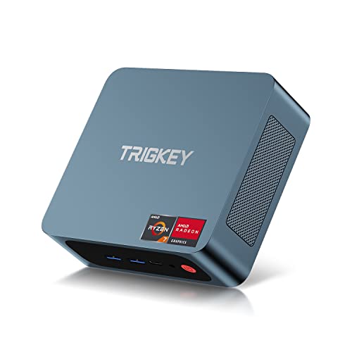 TRIGKEY S5 Pro Max AMD Ryzen 7 Mini PC Desktop AMD 8C16T 5700U 16G DDR4 500G NVME SSD Micro Computer, Support Mini Computer W10 Pro, 4K@60/144Hz HD Triple Display, DP 144Hz, WiFi 6, BT 5.2, USB 3.2