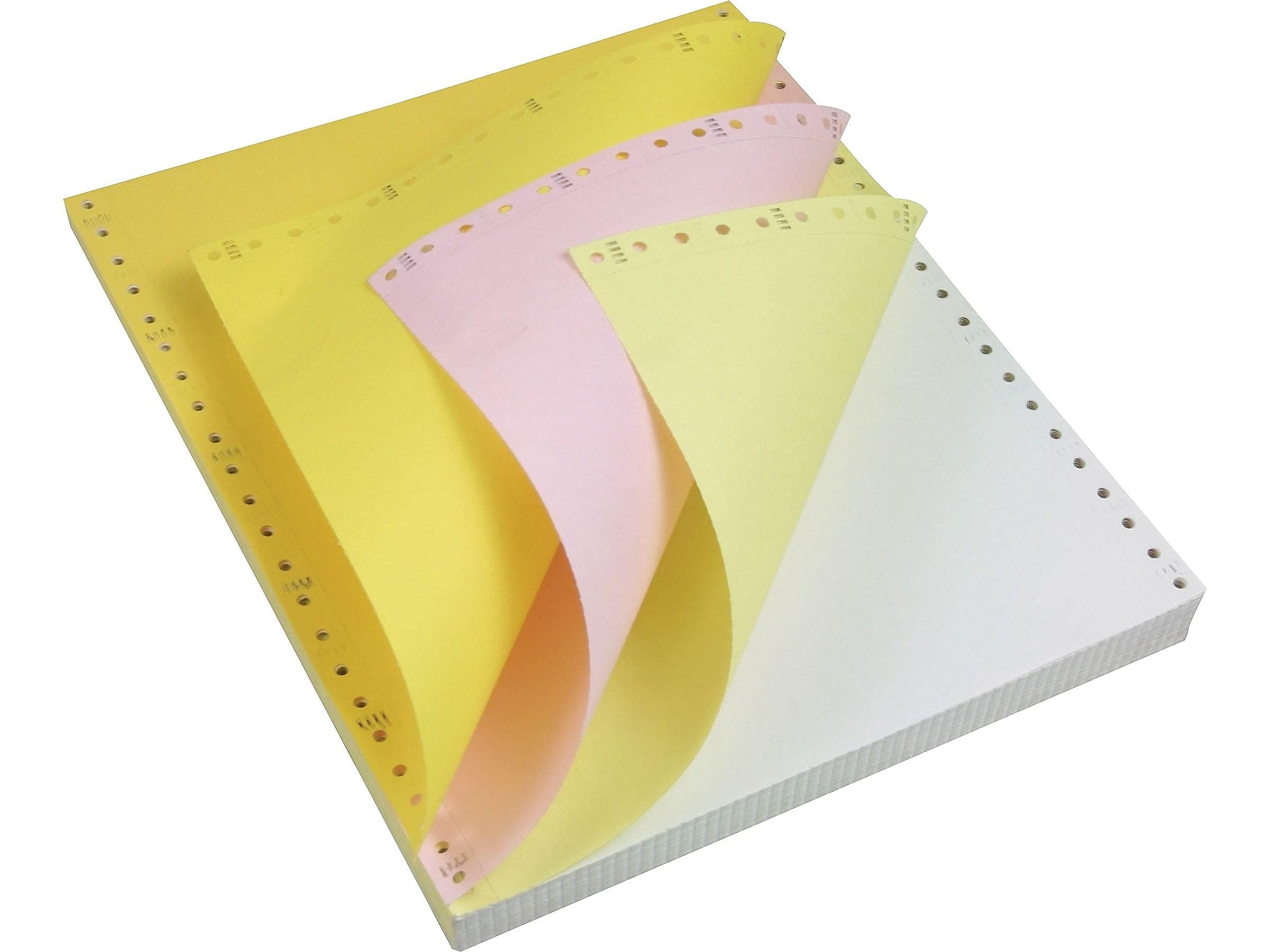 Staples Multi-Part Colored Computer Paper, 9 1/2" x 11", 3-Part, Carbonless, 1100 Sheets
