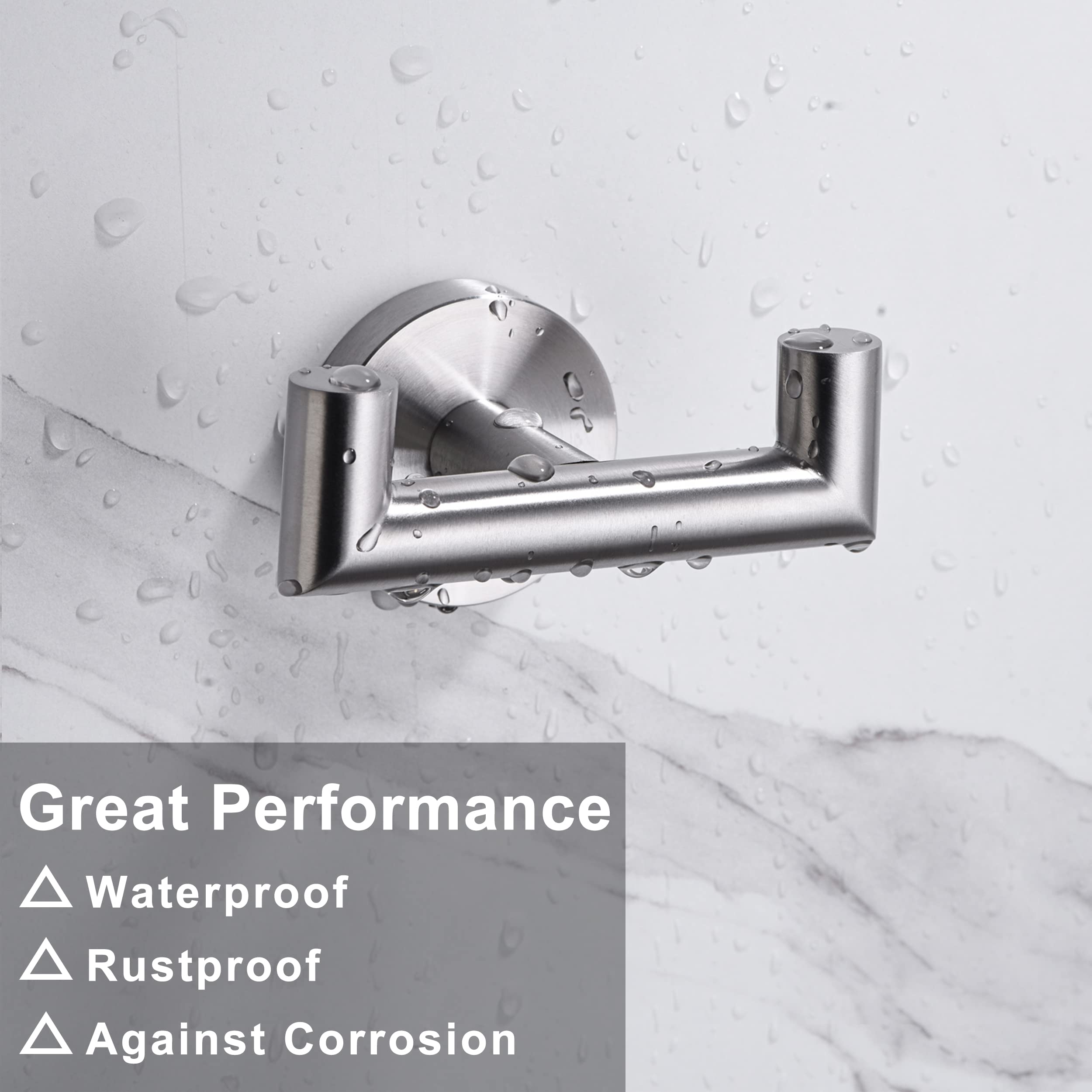 Towel Hooks for Bathrooms,Brushed Nickel Towel Hook for Kitchen Bathroom,SUS304 Stainless Steel Coat Hook,Heavy Duty Double Holder Robe Hooks for Hanging Towels,Coats,Sponges,Clothes,Wall Mount,2 Pack