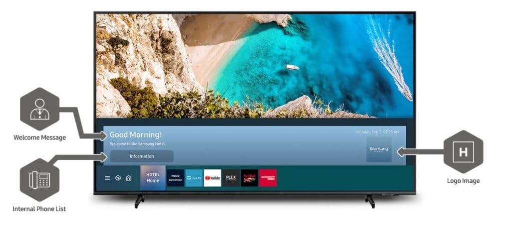 SAMSUNG 75-Inch QLED Hotel HQ60A Smart TV Series 4K (3,840 x 2,160) Dual LED Quantum Dot Processor