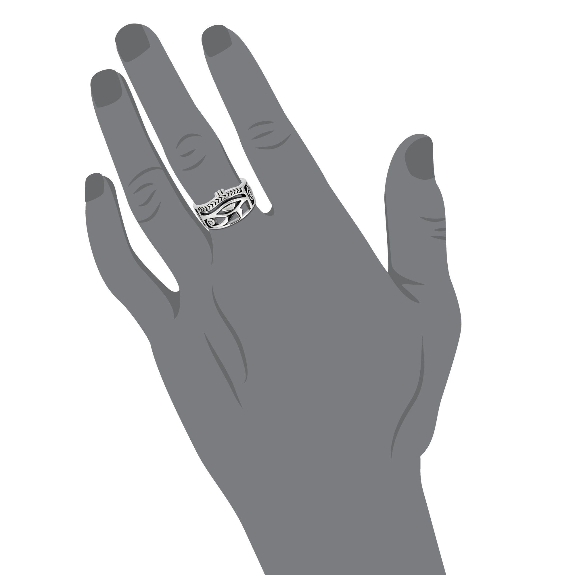 WithLoveSilver 925 Sterling Silver Ancient Egyptian Eye of Horus Symbol of Protection Ring (12)