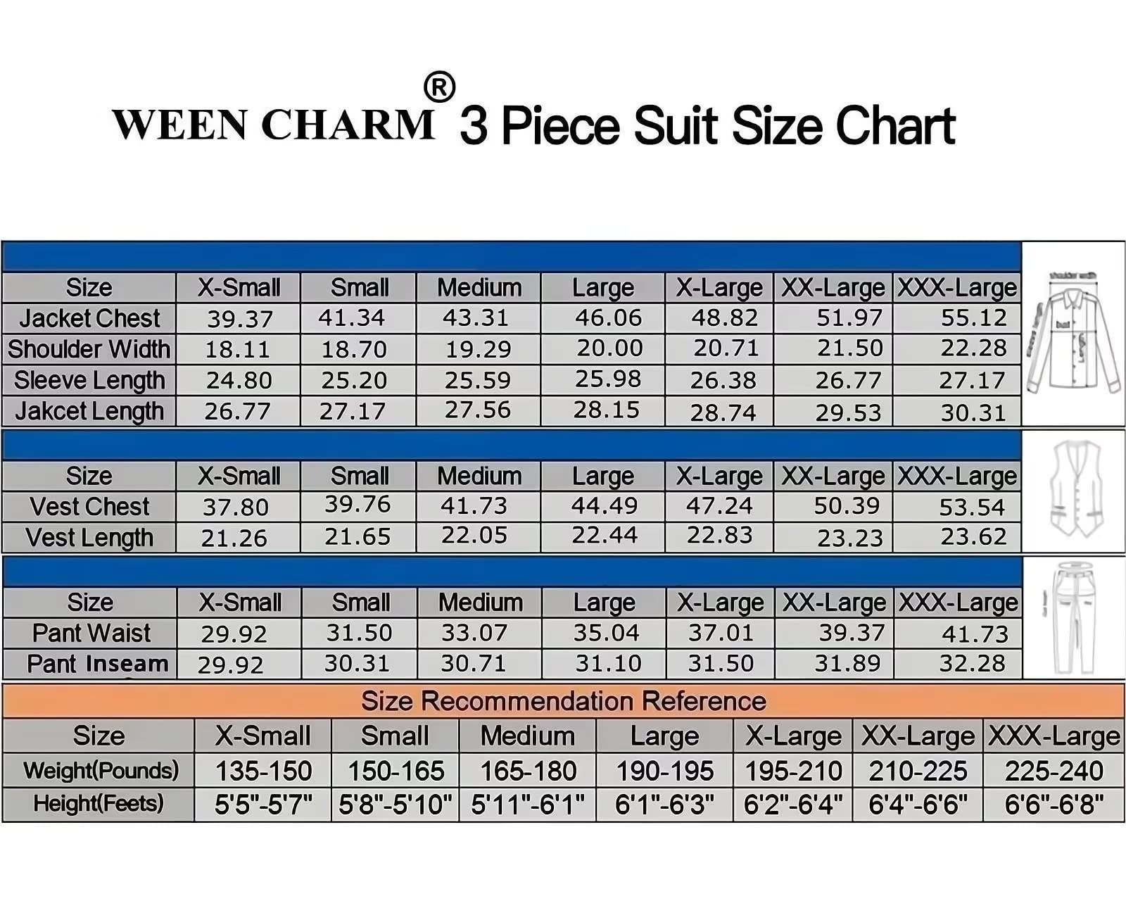 WEEN CHARM Men's Slim Fit 3 Piece Tuxedo Suit One Button Shawl Lapel Blazer Jacket Vest Pants Set Blue