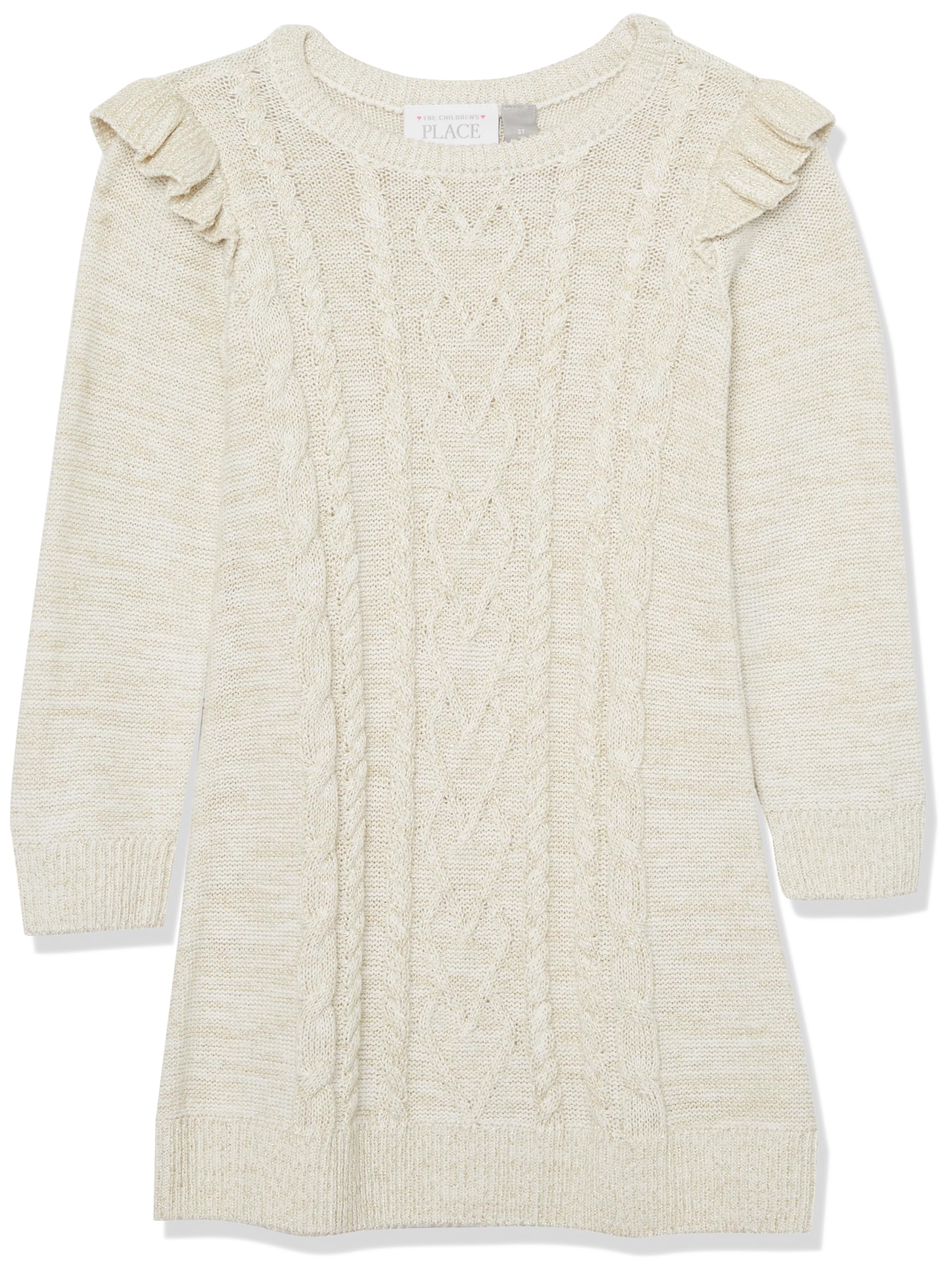 The Children's Place Baby Girls' and Toddler Sweater Dress, White Cable Knit, 3T