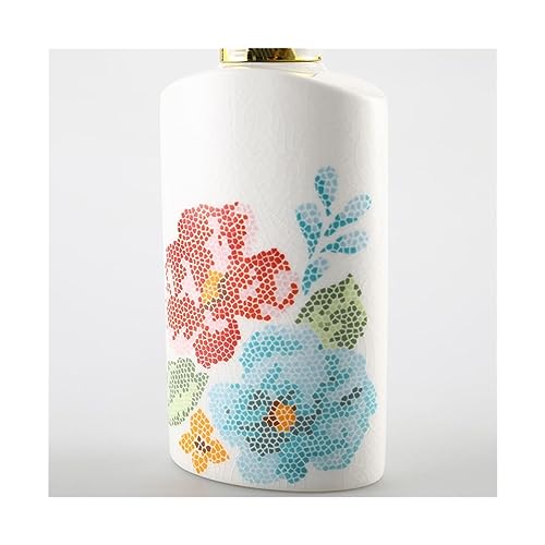 Soap Dispenser Floral Textured Soap Bottle, Ceramic Soap Pump for Shampoo Lotion and Dish Soap, White Soap Dispenser for Bathroom, Kitchen (260 Ml/8.79 Oz) Soap Pump Bottles