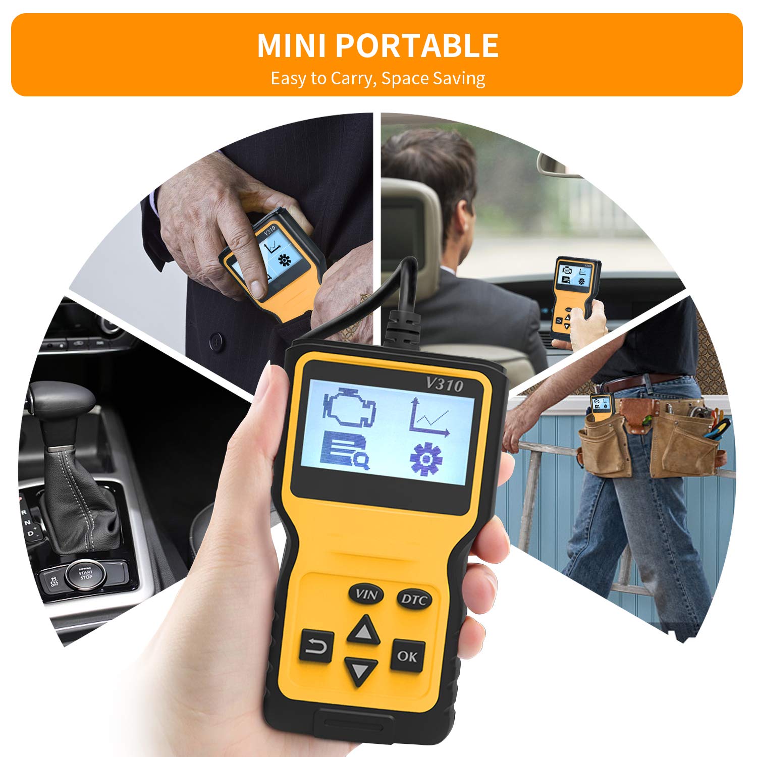 VISLONE V310 Car OBD2 Scanner Code Reader Universal Engine Light Error Analyzer CAN Diagnostic Scan Tool for All O-B-D-II Protocol Cars Since 1996