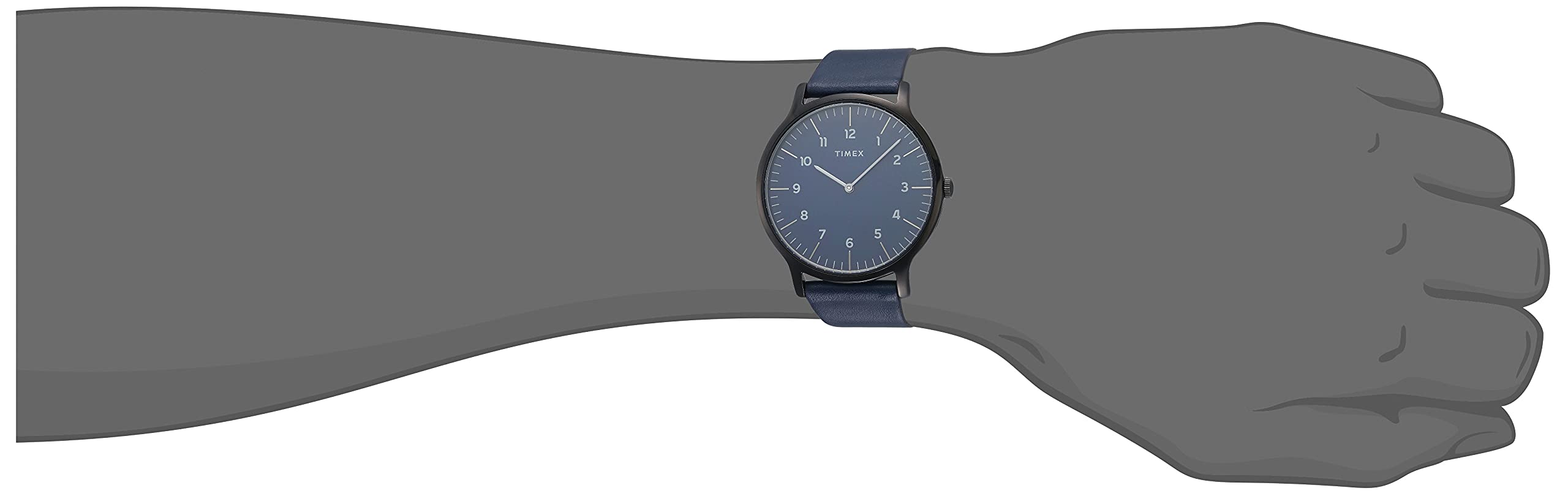Timex Men's Norway 40mm Watch โ Blue Dial & Black Case with Blue Genuine Leather Strap