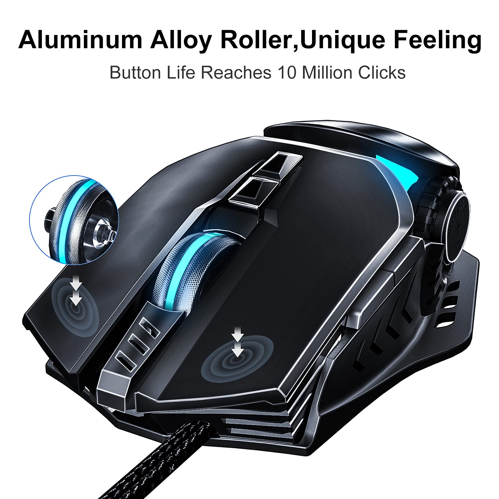 Wired Gaming Mouse, RIIKUNTEK Computer USB Mice with Ergonomic Design, 6 Adjustable DPI (up to 6400 DPI), RGB Breathing Light, 7 Programmable Buttons, Gamer Mouse for Laptop PC Windows Desktop Black