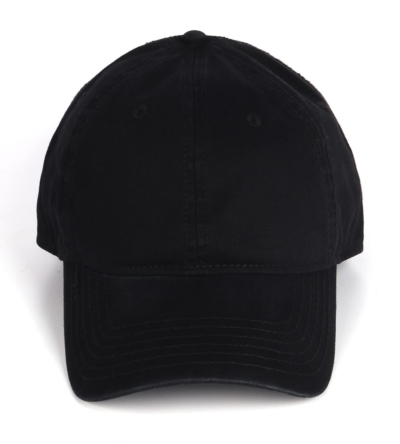 Zylioo Oversize XXL Athletic Baseball Cap,Large Hat for Big Heads 23.5-25",Adjustable Plain Dad Cap Washed Black