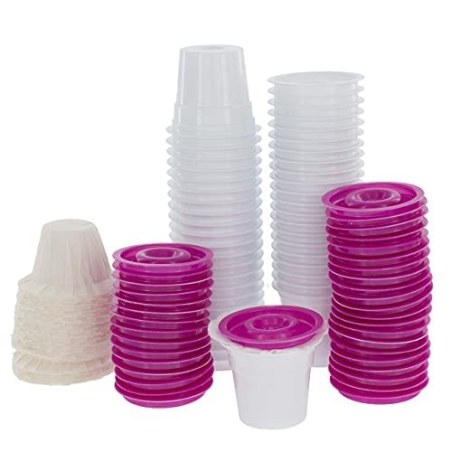 SIMPLECUPS Disposable Reusable Coffee Cups for Brewers- 50 Cups, Lids, and Filters -Use Your Own Coffee & Make Your Own Cups - Compatible w Keurig K-Cup Machines and Pod Brewers - Drink what YOU LIKE