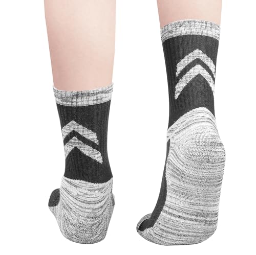 YUEDGE Men's Hiking Socks Moisture Wicking Casual Black Men Socks Cotton Cushioned Mid Calf Work Athletic Socks for Men Size 6-9, 5 Pairs