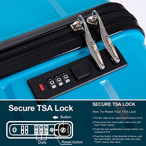 Tripcomp Luggage Sets Hardshell Travel Durable Suitcase Sets with Spinner Wheels TSA Lock, Carry-on,Luggage 3piece Set (20inch/24inch/28inch) (Navy Blue)
