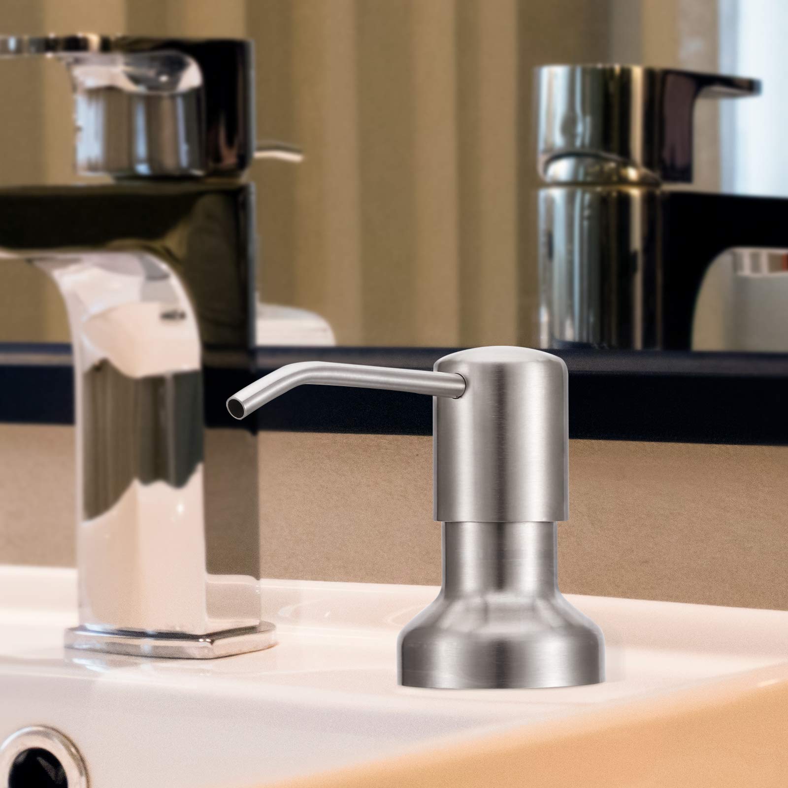 Single Handle High Arc Kitchen Faucet, Brushed Nickel Kitchen Sink Faucet with Deck Plate, Swivel 360 Degrees Stainless Steel Mixer Tap for Bathroom Bar and Kitchen (Kitchen Sink soap Dispenser)