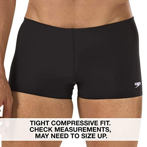 Speedo Men's Swimsuit Square Leg Endurance+ Solid,Speedo Black,30