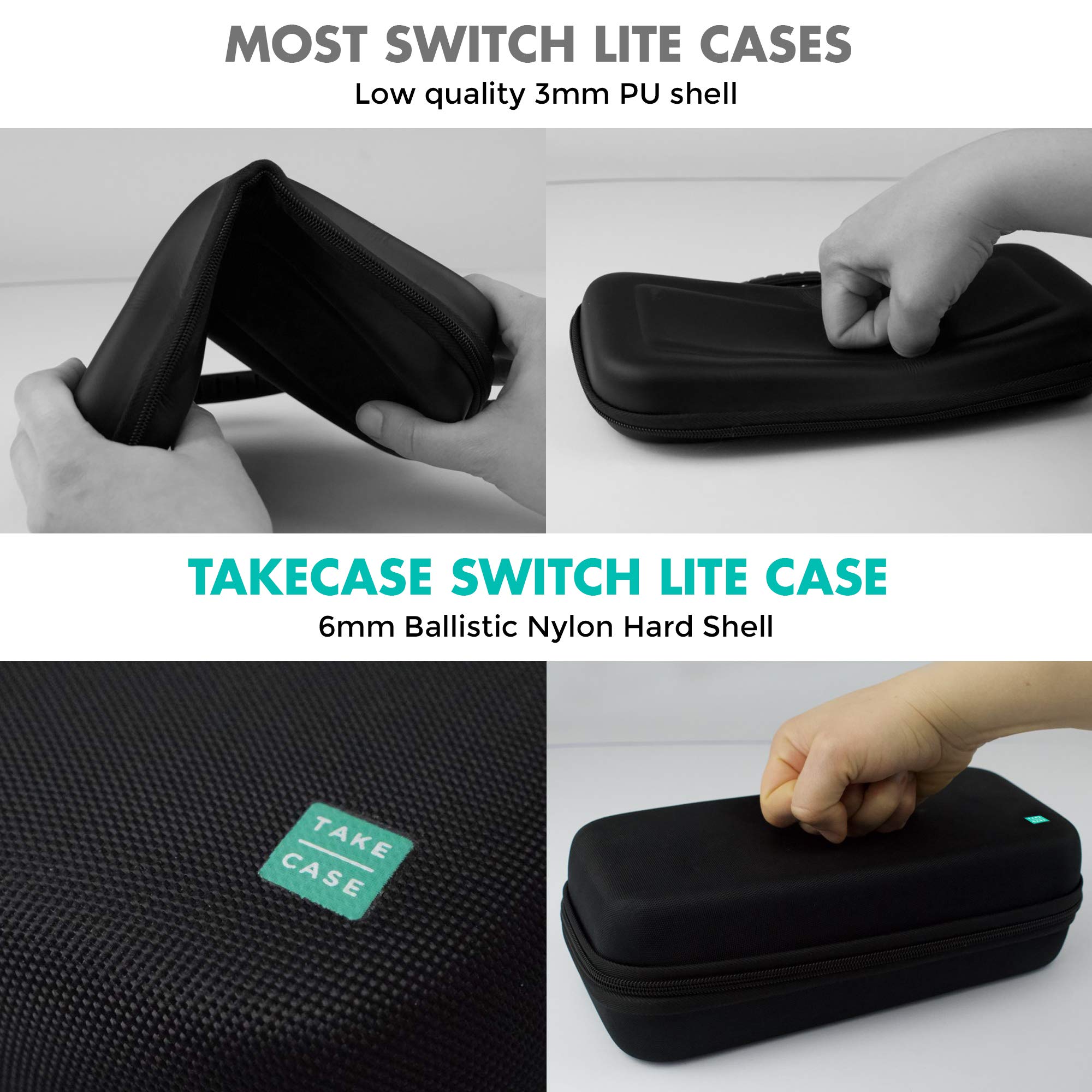TakeCase Carrying Case Compatible with Nintendo Switch Lite - Includes Pouch That Fits Adapter/Charger, Accessories, and 16 Games Storage - Perfect for Travel - Blue/Turquoise