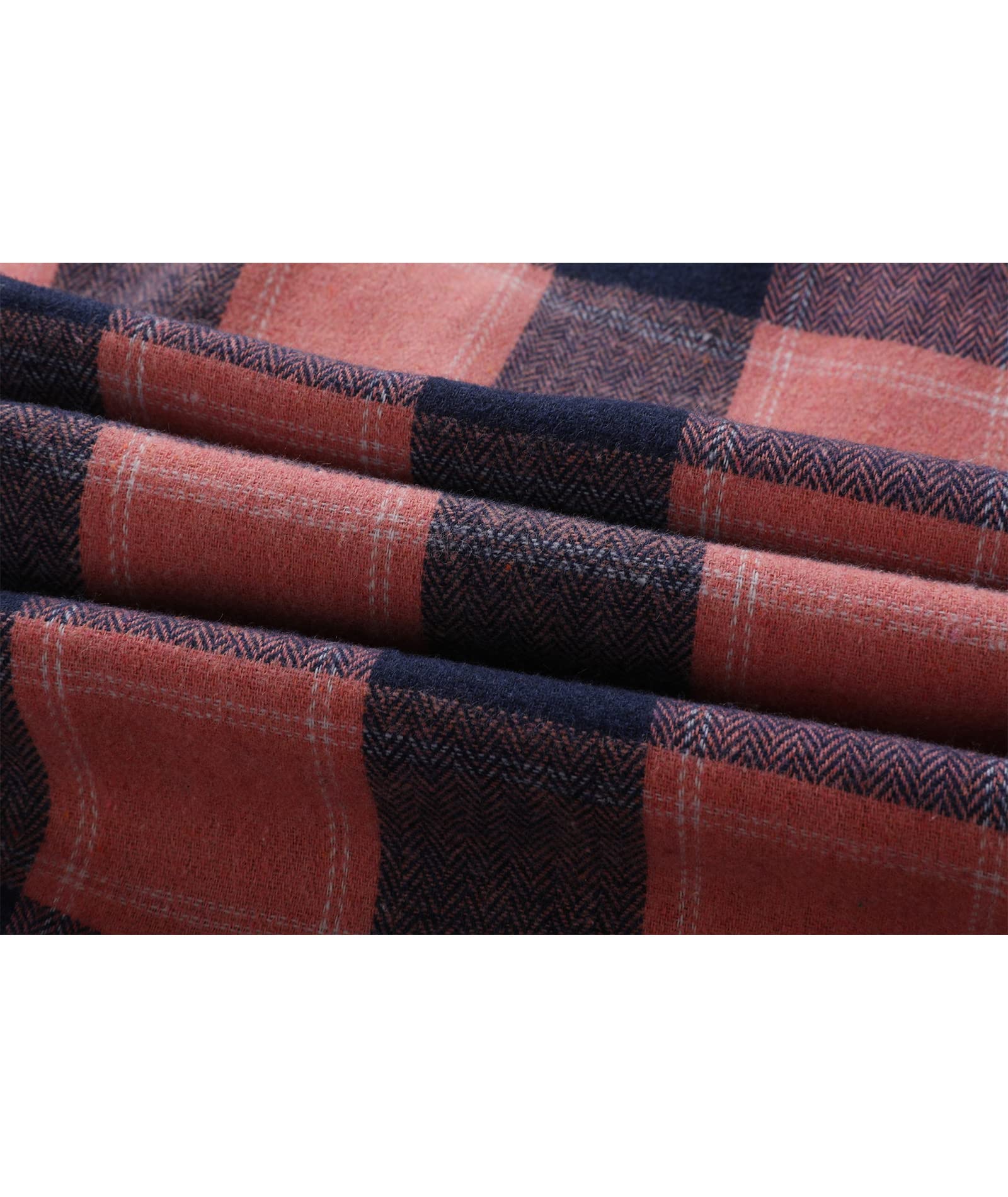 SCODI Mens Flannel Plaid Shirt Casual Button Down Shirt Regular Fit Long Sleeve Shirts Pin X-Large Pink