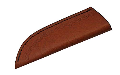 SZCO Supplies 9" Horn Handle Clip Point Hunting Knife with Leather Sheath,Black,203411