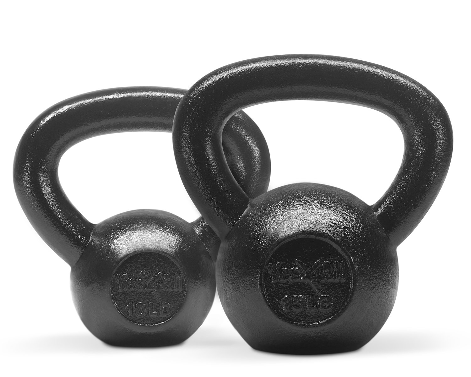 Yes4All Solid Smooth Powder Coated Cast Iron Kettlebell weight Set of Weight 15+20+25lbs