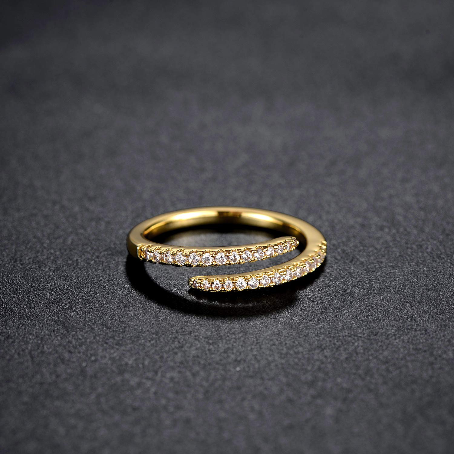 YOGEME Unique Micro Pave Setting Cubic Zirconia Open Twist Eternity Band Pinky Ring for Women R0198 (Yellow,6)