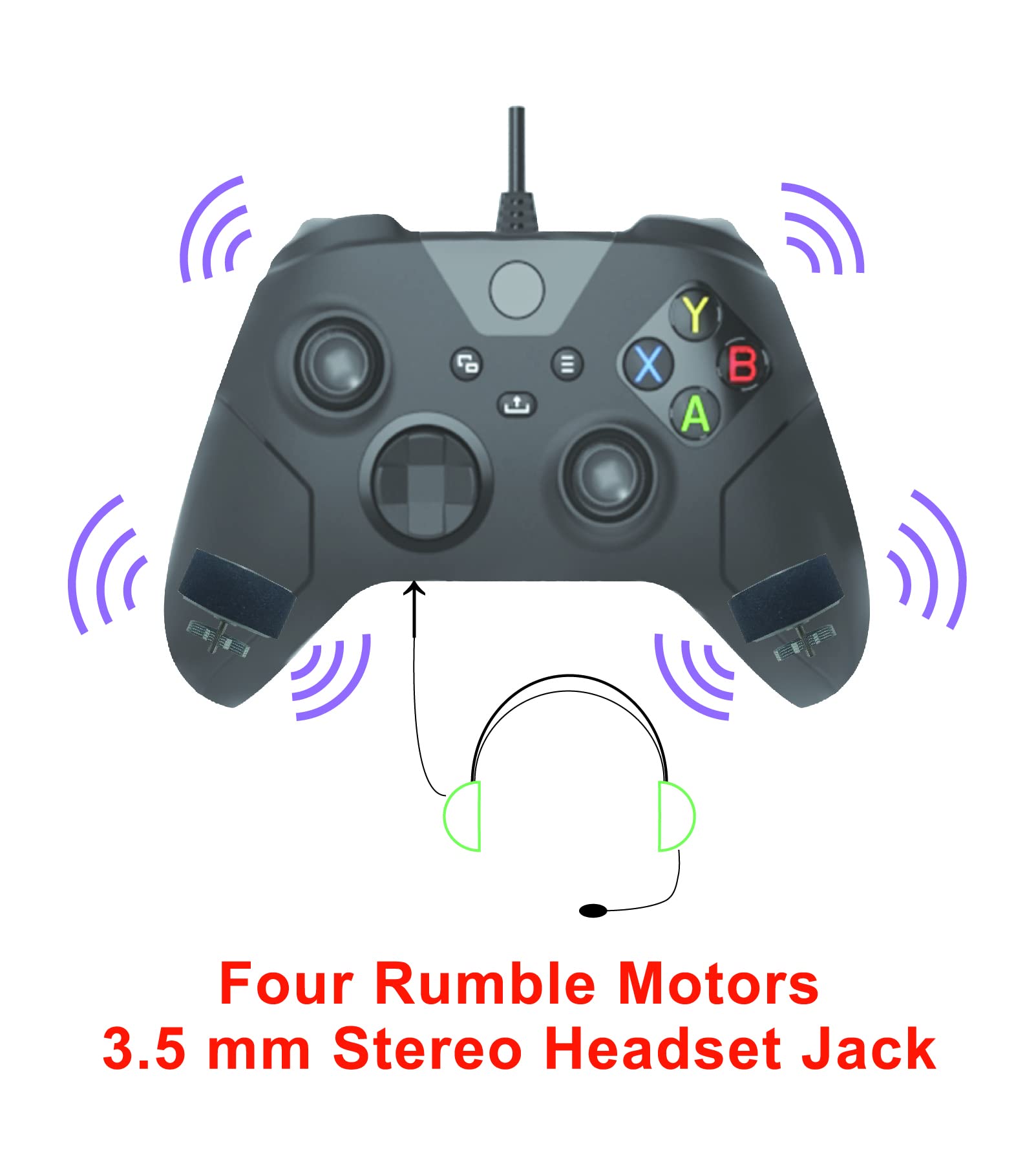 VISIONHMD Enhanced Wired Controller for Xbox Series X|S With 4 Remappable Buttons, 4 Motor Vibration and 3.5mm Stereo Headset Jack, Compatible with Xbox One and PC/Laptop(Windows7/8/10)-Black