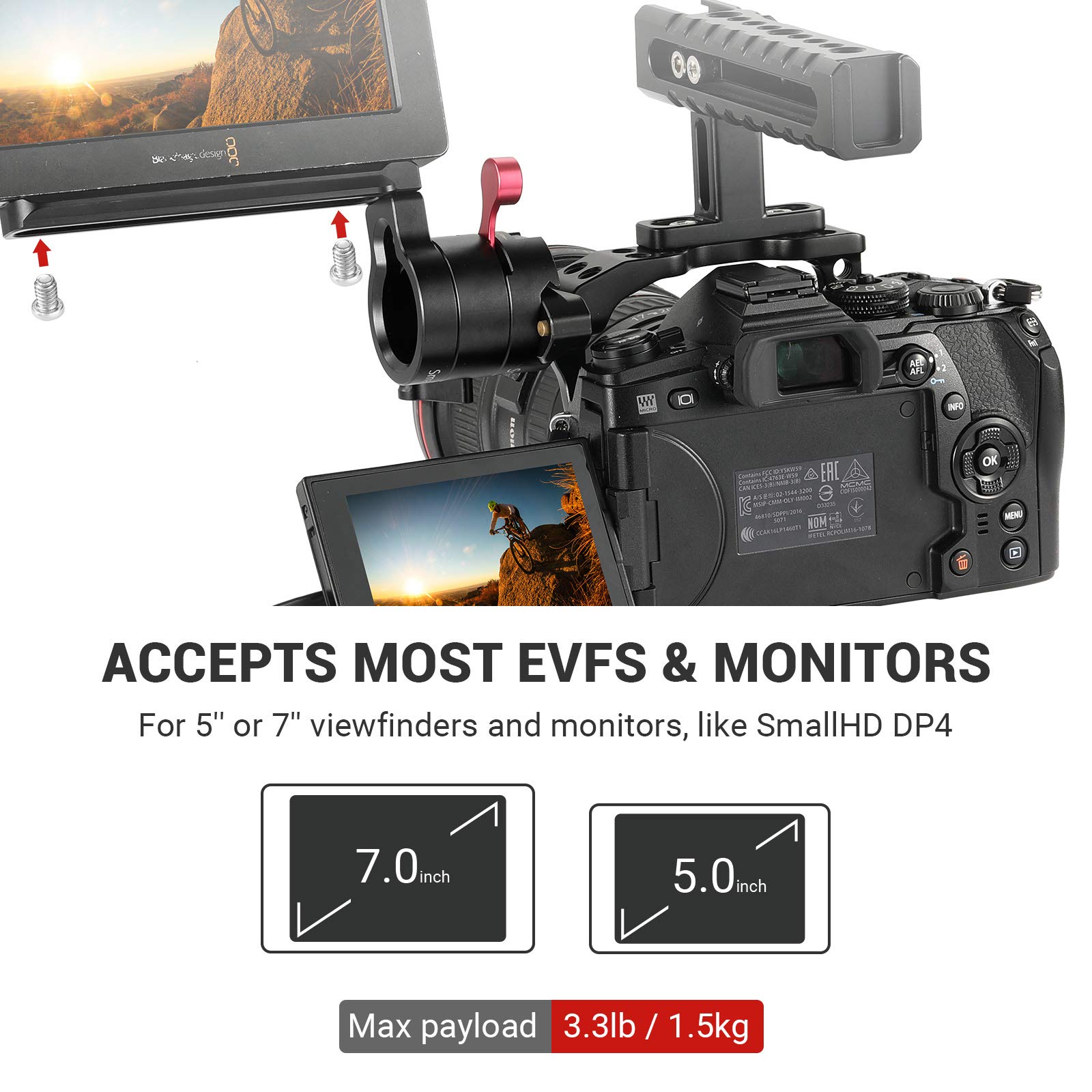 SMALLRIG Quick Release EVF Mount Monitor Support with NATO Rail and NATO Clamp – 2113