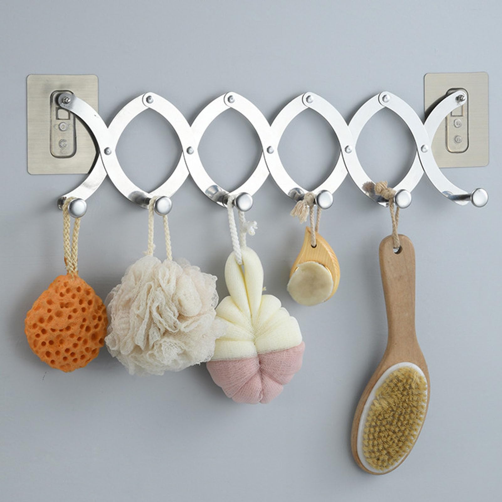 Syrisora Hooks Over The Door Hook Stainless Steel Over Door Hanger for Coat Hat Towels Hanging Bathroom Organizer Telescopic Towel Rack 6 Hooks