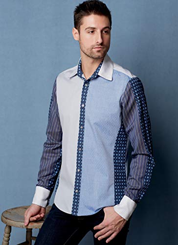 Vogue V1599MXX Men's Button-Up Dress Shirt Sewing Patterns by Koos Van den Akker, Sizes 40-46