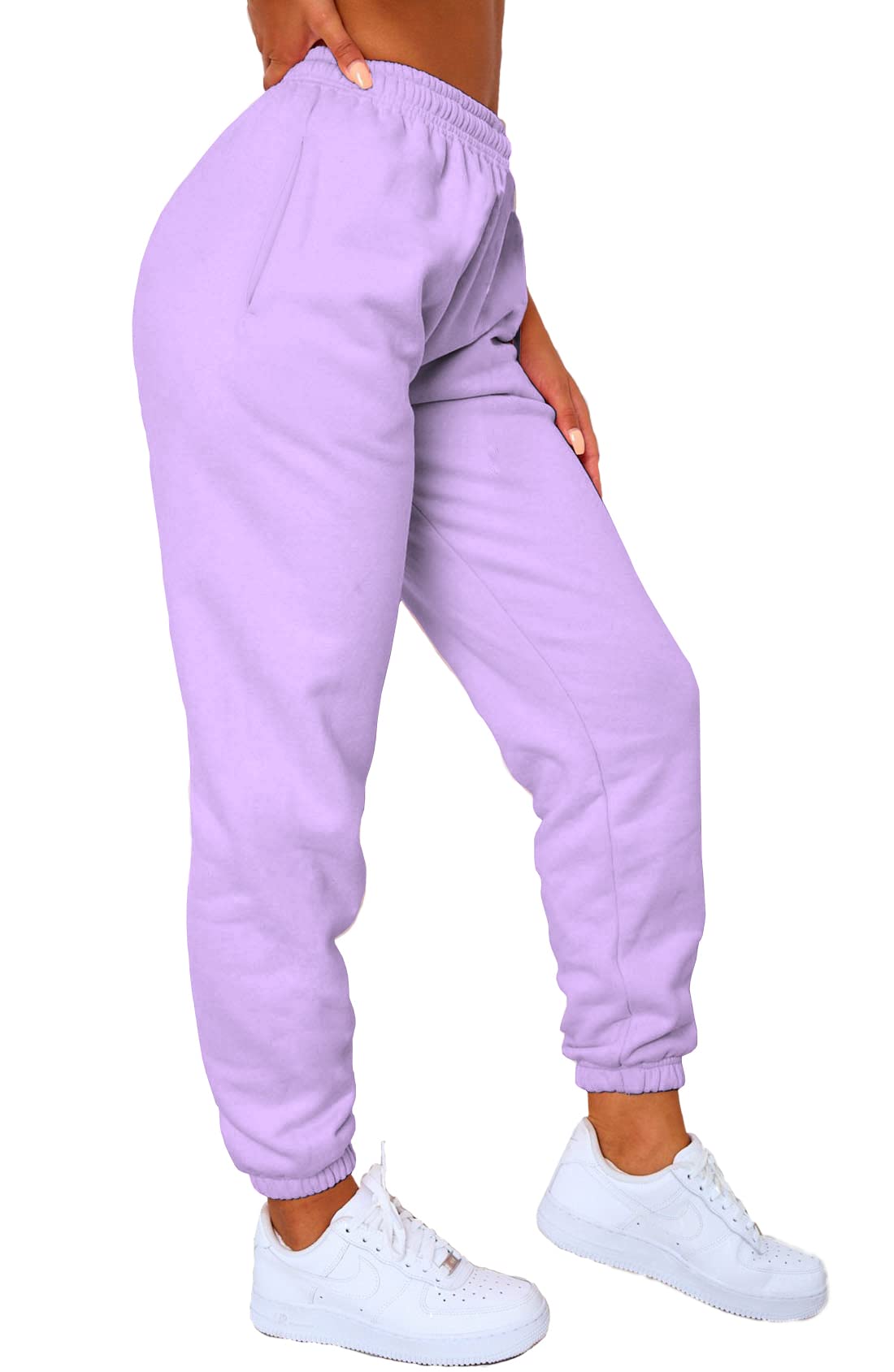 URBEARTH Womens Casual Comfy Sweatpants Drawstring Sweat Pants Cinch Bottom Joggers with Pocket Multicolor Light Purple L